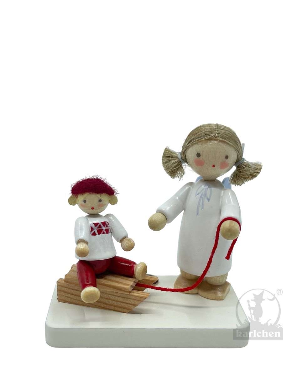 Engel mit Puppe auf Schlitten Nr. 20 | Flachshaarengel | FLADE ...